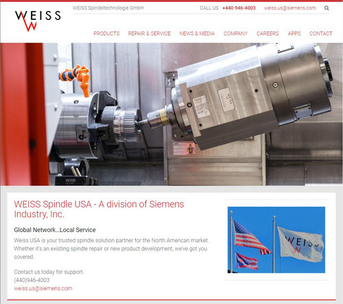 New homepage for WEISS Spindle USA online